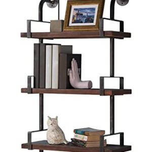 Armen Living Booker 40" Accent Shelf in Walnut Wood Finish with Grey Piping