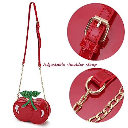 ENJOININ Sequins Red Cherry Shoulder Bag Women's Crossbody Bag Girl's Clutch Bag Fashion Purses and Handbags