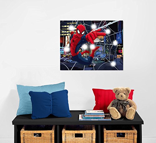 Idea Nuova Spider-Man LED Canvas Wall Art, Children's Home Décor, Bedroom