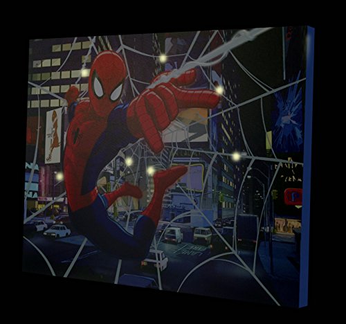 Idea Nuova Spider-Man LED Canvas Wall Art, Children's Home Décor, Bedroom