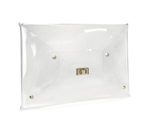 hoxis large size pvc clear envelope clutch gold chain crossbody bag women’s purse (clear)