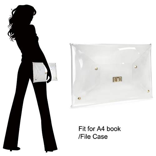 HOXIS Large Size PVC Clear Envelope Clutch Gold Chain Crossbody Bag Women's Purse (Clear)