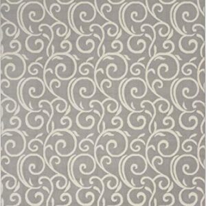 Nourison Grafix Floral Grey 6' x 9' Area -Rug, Easy -Cleaning, Non Shedding, Bed Room, Living Room, Dining Room, Kitchen (6x9)