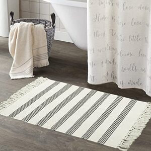 boho bathroom rug 2x3 ft leevan geometric cotton striped rug with tassel door mat cotton line indoor floor mat bohemian hand woven chic printed bedside rugs for kitchen living room