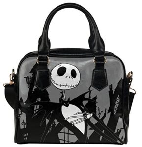 women crossbody shoulder top-handle bags shell handbag with jack skellington pattern