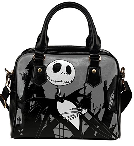 Women Crossbody Shoulder Top-handle Bags Shell Handbag with Jack Skellington Pattern