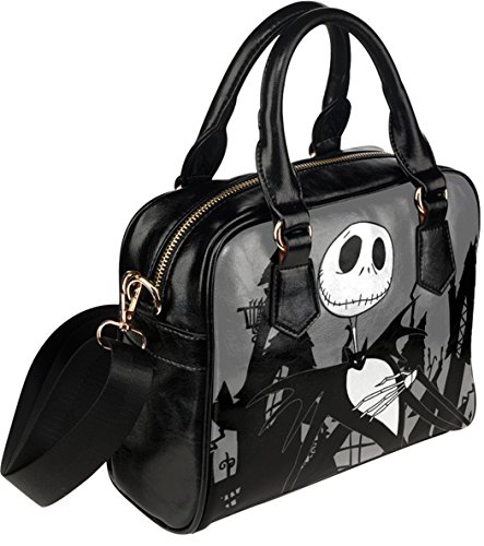 Women Crossbody Shoulder Top-handle Bags Shell Handbag with Jack Skellington Pattern