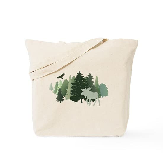 CafePress Moose In The Forest Tote-Bag Natural Canvas Tote-Bag,Shopping-Bag