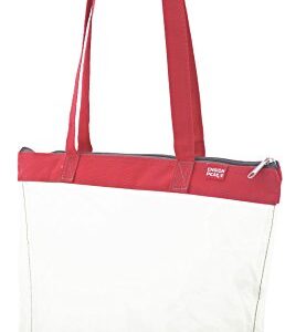 Clear Shoulder Tote with ZIPPER Closure, Red