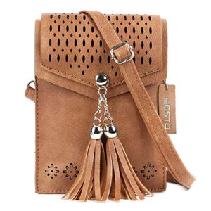 seosto womens small crossbody bag, tassel cell phone purse，gifts for teenage girls