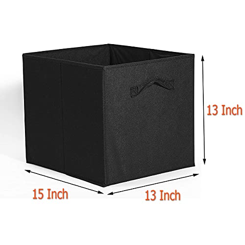 BBQ Future Foldable Cube Storage Bin Collapsible Box Cloth Basket Bins Black Organizer - Great for Nursery, Playroom, Closet, Home Organization (4 PCS, 13x15x13)