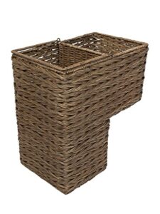 kouboo 1060100 sweater weave handwoven wicker stair step basket, 15″ x 9.5″ x 16″, coffee brown