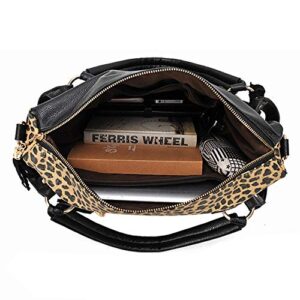 Chikencall® Leopard Print Handbag Hobo Style Purse PU Leather Shoulder Bag for Women With Tassel Sequins