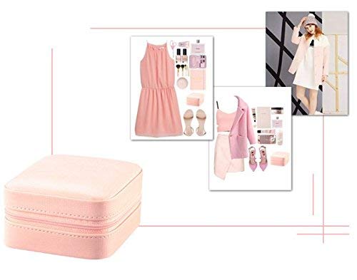 Vlando Macaron Small Jewelry Box, Travel Storage Case for Rings and Earrings - Pink