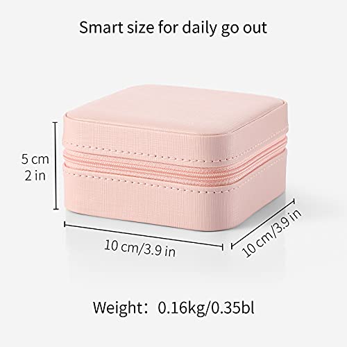 Vlando Macaron Small Jewelry Box, Travel Storage Case for Rings and Earrings - Pink