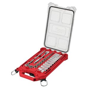 3/8″ 28 pc ratchet & socket set with packout™ organizer