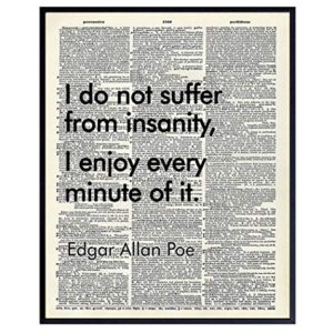 Edgar Allan Poe Quote, Dictionary Art - 8x10 Upcycled Wall Decor, Home Decoration for Bedroom, Living Room, Office, Apartment - Cool Unique Gift, Funny Saying - Unframed Poster Print Picture Photo