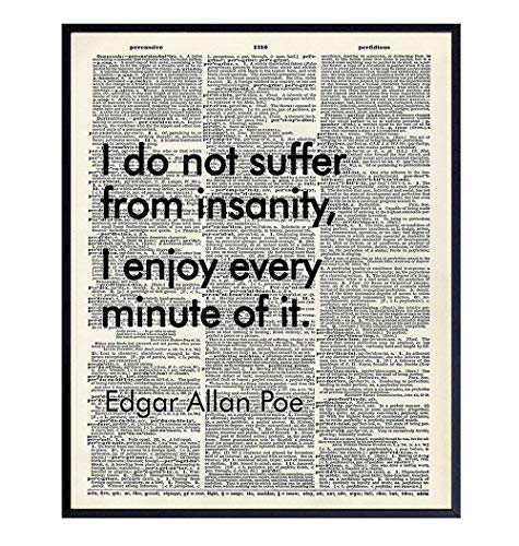 Edgar Allan Poe Quote, Dictionary Art - 8x10 Upcycled Wall Decor, Home Decoration for Bedroom, Living Room, Office, Apartment - Cool Unique Gift, Funny Saying - Unframed Poster Print Picture Photo