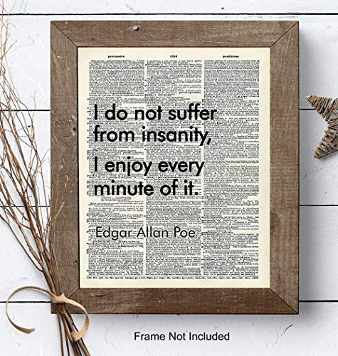 Edgar Allan Poe Quote, Dictionary Art - 8x10 Upcycled Wall Decor, Home Decoration for Bedroom, Living Room, Office, Apartment - Cool Unique Gift, Funny Saying - Unframed Poster Print Picture Photo