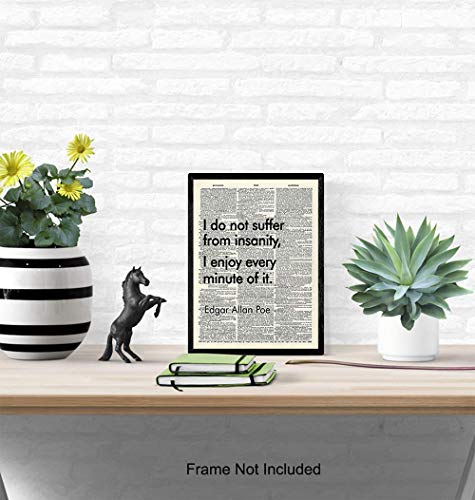 Edgar Allan Poe Quote, Dictionary Art - 8x10 Upcycled Wall Decor, Home Decoration for Bedroom, Living Room, Office, Apartment - Cool Unique Gift, Funny Saying - Unframed Poster Print Picture Photo