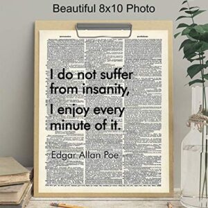 Edgar Allan Poe Quote, Dictionary Art - 8x10 Upcycled Wall Decor, Home Decoration for Bedroom, Living Room, Office, Apartment - Cool Unique Gift, Funny Saying - Unframed Poster Print Picture Photo