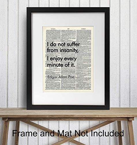 Edgar Allan Poe Quote, Dictionary Art - 8x10 Upcycled Wall Decor, Home Decoration for Bedroom, Living Room, Office, Apartment - Cool Unique Gift, Funny Saying - Unframed Poster Print Picture Photo