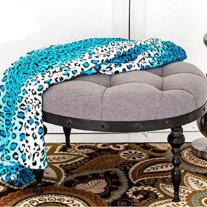 Home Must Haves Soft Warm Cozy Plush Premium Throw Turquoise Blue Animal Leopard Printed Flannel Bed Sofa Couch Picnic Luxurious Blanket Bedding King Size