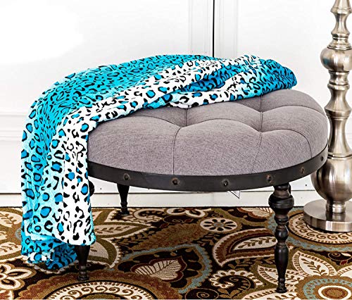 Home Must Haves Soft Warm Cozy Plush Premium Throw Turquoise Blue Animal Leopard Printed Flannel Bed Sofa Couch Picnic Luxurious Blanket Bedding King Size