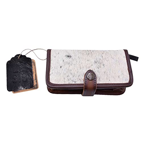 STS Ranchwear Women's Western Leather Crossbody Wallet, Cowhide/Tornado Brown, One Size