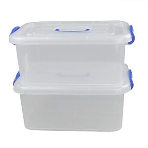 Eagrye 8 Quart Plastic Storage Latch Box, Clear Storage Bin Organizer with Handle, Set of 2