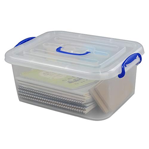 Eagrye 8 Quart Plastic Storage Latch Box, Clear Storage Bin Organizer with Handle, Set of 2