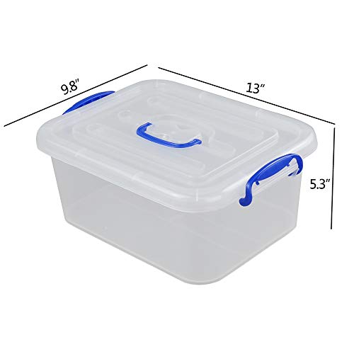 Eagrye 8 Quart Plastic Storage Latch Box, Clear Storage Bin Organizer with Handle, Set of 2