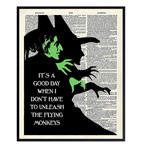 Funny Wizard of Oz Dictionary Art - 8x10 Wicked Witch Wall Decor, Home Decoration, Apartment or Office Poster- Cool Unique Gift for Mom, Boss, Manager - Unframed Picture, Photo, Print