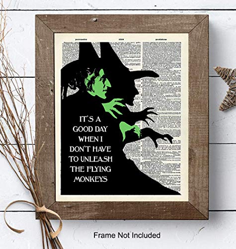 Funny Wizard of Oz Dictionary Art - 8x10 Wicked Witch Wall Decor, Home Decoration, Apartment or Office Poster- Cool Unique Gift for Mom, Boss, Manager - Unframed Picture, Photo, Print