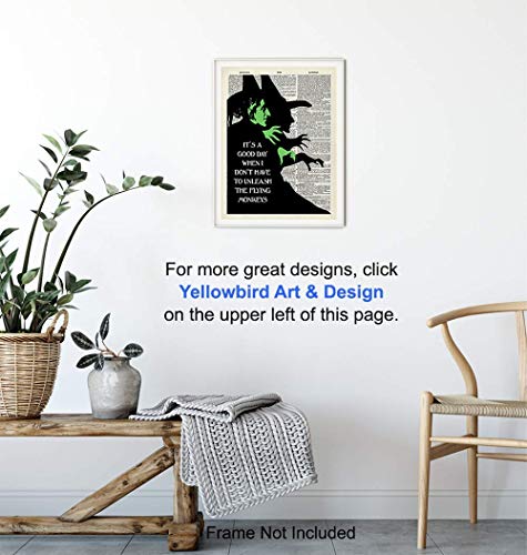 Funny Wizard of Oz Dictionary Art - 8x10 Wicked Witch Wall Decor, Home Decoration, Apartment or Office Poster- Cool Unique Gift for Mom, Boss, Manager - Unframed Picture, Photo, Print