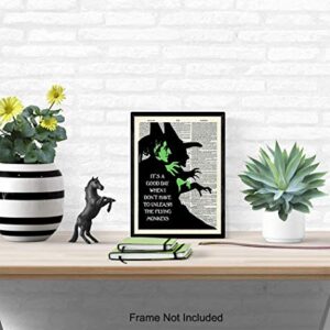 Funny Wizard of Oz Dictionary Art - 8x10 Wicked Witch Wall Decor, Home Decoration, Apartment or Office Poster- Cool Unique Gift for Mom, Boss, Manager - Unframed Picture, Photo, Print