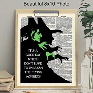 Funny Wizard of Oz Dictionary Art - 8x10 Wicked Witch Wall Decor, Home Decoration, Apartment or Office Poster- Cool Unique Gift for Mom, Boss, Manager - Unframed Picture, Photo, Print