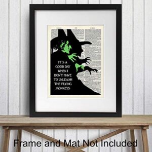 Funny Wizard of Oz Dictionary Art - 8x10 Wicked Witch Wall Decor, Home Decoration, Apartment or Office Poster- Cool Unique Gift for Mom, Boss, Manager - Unframed Picture, Photo, Print