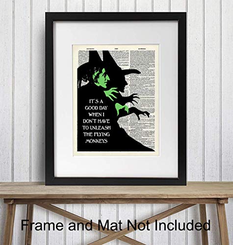 Funny Wizard of Oz Dictionary Art - 8x10 Wicked Witch Wall Decor, Home Decoration, Apartment or Office Poster- Cool Unique Gift for Mom, Boss, Manager - Unframed Picture, Photo, Print