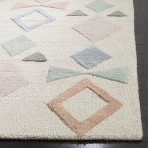 SAFAVIEH Kids Collection 8' x 10' Ivory/Multi SFK901A Handmade Geometric Wool Area Rug