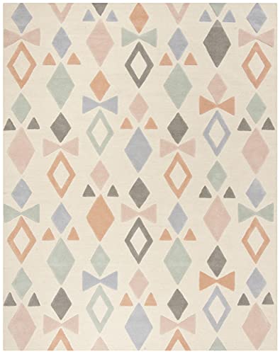 SAFAVIEH Kids Collection 8' x 10' Ivory/Multi SFK901A Handmade Geometric Wool Area Rug