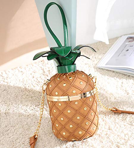 Pineapple Shape Pu Leather With Chain Women'S Clutch Party Bag Purse