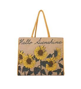 mona b. jute burlap grocery tote bag (hello sunshine)