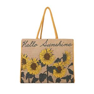 Mona B. Jute Burlap Grocery Tote Bag (Hello Sunshine)