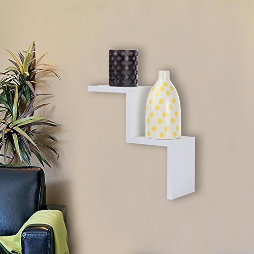 ARAD White 2 Steps Ladder Type Shaped Wall Shelf