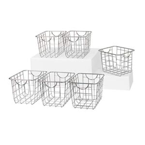 spectrum diversified wire pet, toy, office, dorm storage bin organizer, basket, mini, pack of 6, chrome