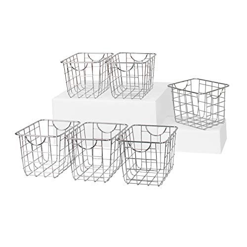 Spectrum Diversified Wire Pet, Toy, Office, Dorm Storage Bin Organizer, Basket, Mini, Pack of 6, Chrome