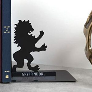 Harry Potter Metal Bookends - Black Hogwarts House Gryffindor Diecast Design - Decorative Book Holder - Home, Office, Kitchen, Room Decor - Books Collection Display for Shelves - Desk Accessories Set