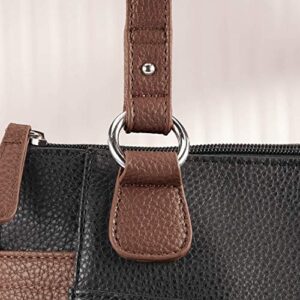 B.Amici™ Nicole RFID Greenwich Multi-Pocket Leather Satchel, RFID Protection, 2-Tone Design