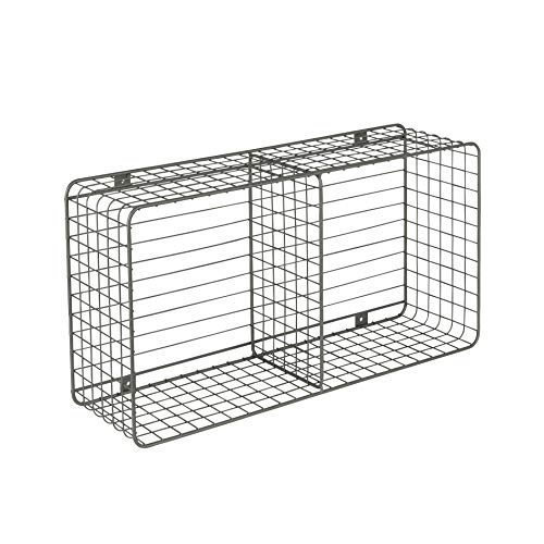 Spectrum Diversified Vintage Wall Mount Office or Entryway Wire Basket Cube Rack Station, One, Industrial Gray